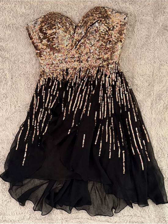Sherri Hill | Dresses | Sherry Hill Strapless Black Dress With Gold ...